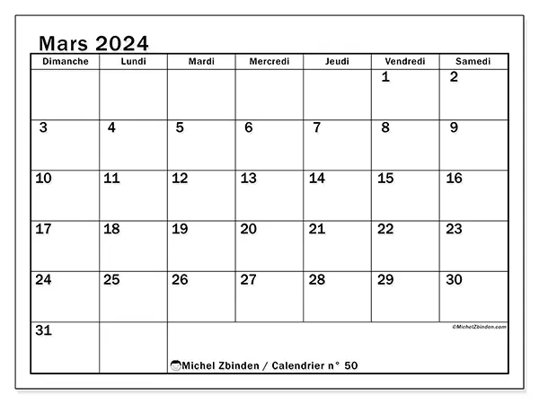 Calendrier mars 2024 n° 50 - Michel Zbinden FR